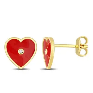 JULIANNA B. Lab-created White Sapphire Heart Earrings - Red