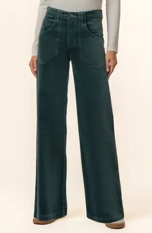 Kut From The Kloth Maya High Waist Wide Leg Velveteen Pants - Teal