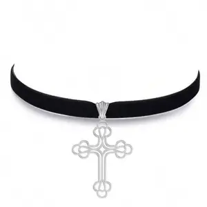 LENI JAMES The Maxi Billie Cross Choker - Silver