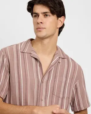Onia Wide Stripe Convertible Vacation Shirt