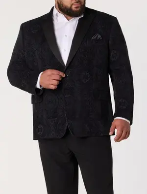 TALLIA Big & Tall Paisley Velvet Sport Coat
