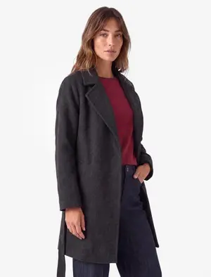 Koton Belted Lapel Wool Blend Oversized Coat