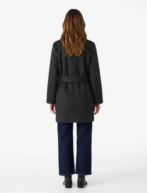 Koton Belted Lapel Wool Blend Oversized Coat