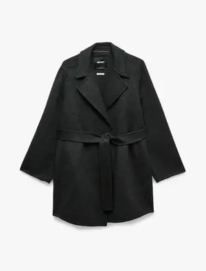 Koton Belted Lapel Wool Blend Oversized Coat