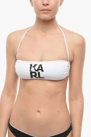 Karl Lagerfeld Logo-print Bikini Top - White