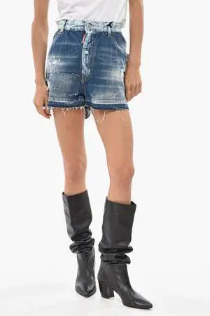 Dsquared2 High-rise Distressed Shorts - Blue
