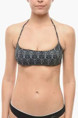 Karl Lagerfeld Halter All-over Print Bikini Top