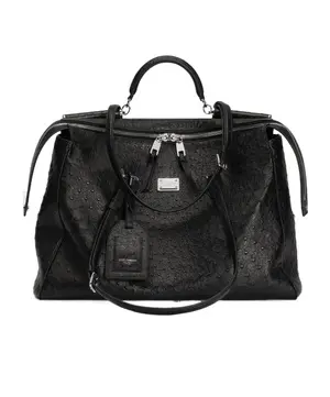 Dolce & Gabbana Vittoria Handbag In Ostrich Leather - Black