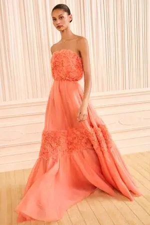 Ulla Johnson Blythe Strapless Ruffled Gown - Sunset