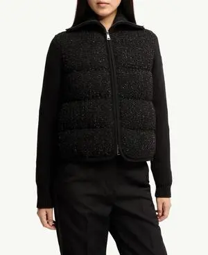 Moncler Wool Cashmere Blend Down Cardigan