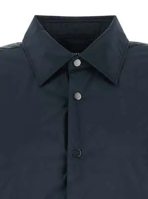 BOSS Blue Jacket With Classic Collar And Button Closure On The Front In Tech Fabric For