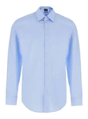 BOSS Hank' Light Shirt With Classic Collar And Curved Hem In Cotton For