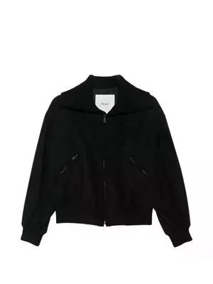 HEVO Ribbed-collar Zip-up Jacket - Black