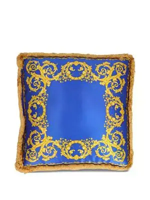 Versace Barocco-print Fringed Cushion - Blue
