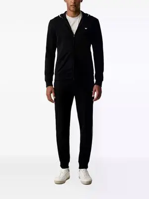 Emporio Armani Logo-embroidered Zip-up Hoodie - Black