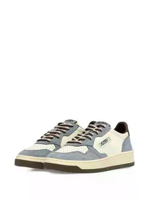 AUTRY Medalist Low Sneakers In Chocolate Chip And Sky Leather And Suede
