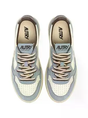 AUTRY Medalist Low Sneakers In Chocolate Chip And Sky Leather And Suede