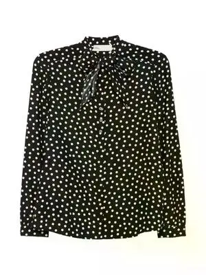 Tory Burch Polka-dot Pussy-bow Shirt - Black