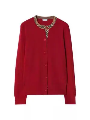 Burberry Check-trim Wool Cardigan - Red