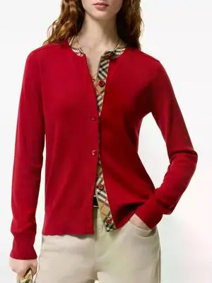 Burberry Check-trim Wool Cardigan
