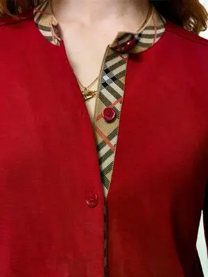 Burberry Check-trim Wool Cardigan