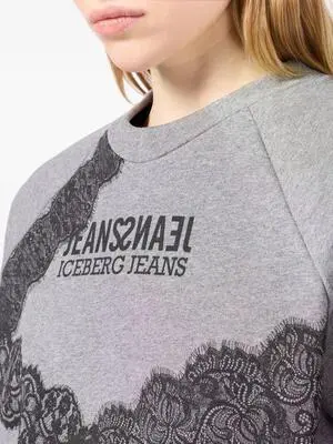 Iceberg Lace-trimmed Logo-print Sweatshirt - Grey