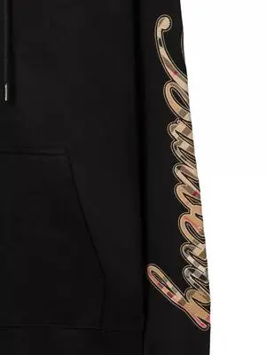 Burberry Check Cursive Logo Cotton Zip Hoodie