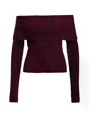 Essentiel Antwerp Killy Off-shoulder Ribbed-knit Sweater - Red