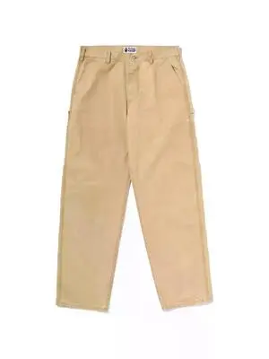 A BATHING APE Logo-patch Trousers - Neutrals