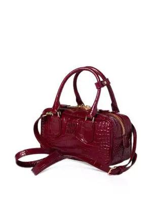 Miu Miu Arcadie Crocodile Embossed Calfskin Bag - Red