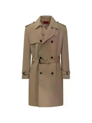 BOSS Cotton-blend Gabardine Trench Coat - Neutrals