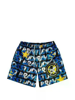 BRAVEST STUDIOS Fenom Graphic-print Shorts - Black