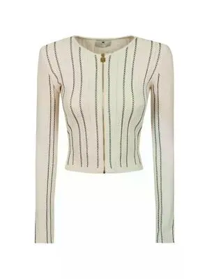 Elisabetta Franchi Cardigan In Knit Fabric - Neutrals