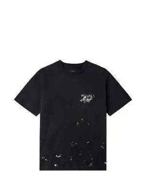 PURPLE BRAND Aftermath Paint-splatter Logo-print T-shirt - Black