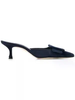 Manolo Blahnik Large Buckle Mules - Blue