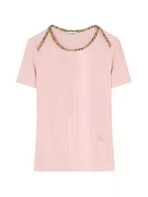 Burberry Check-trim Cotton T-shirt - Pink