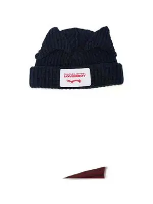 CHARLES JEFFREY Ears Chunky-ribbed Beanie Hat - Blue