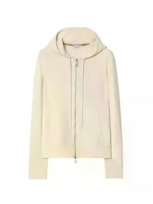 Burberry Cashmere Silk Blend Zip Hoodie - Neutrals