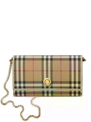 Burberry Check Chain-strap Wallet - Neutrals