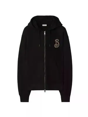 Burberry Check B Motif Cotton Zip Hoodie - Black
