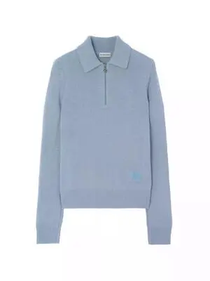 Burberry Long-sleeve Cashmere Polo Shirt - Blue