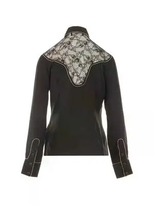 Amiri Western Lace-panel Shirt - Black