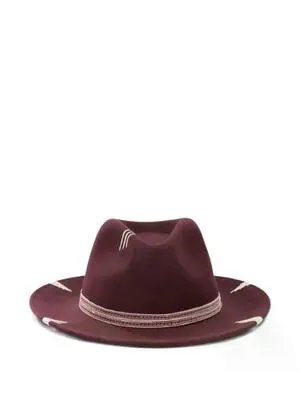 THE HAT GANG Je M'en Fous Embroidered Wool Hat - Red
