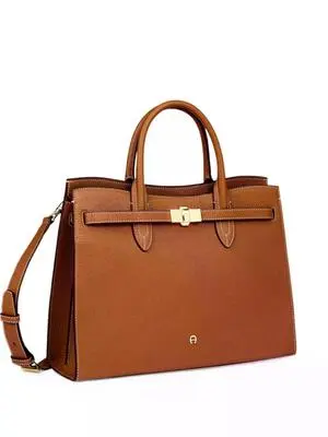 AIGNER Pebbled-leather Tote Bag - Brown