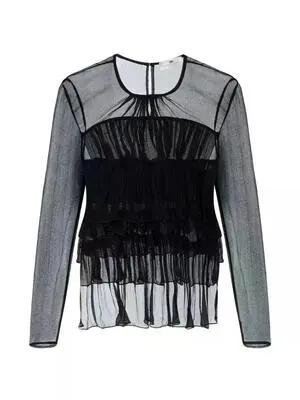 Elisabetta Franchi Blouse In Crepon Fabric With Flounces - Black