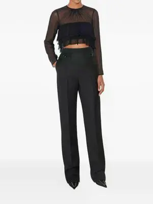 Elisabetta Franchi Blouse In Crepon Fabric With Flounces
