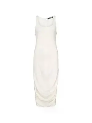 Jacquemus The Regata Midi Draped-effect Dress - White