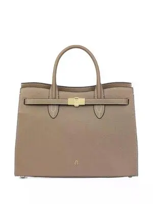 AIGNER L Farah Grained-leather Tote Bag - Brown