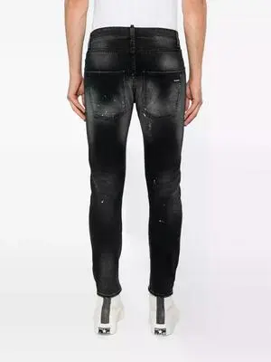 YES LONDON Paint-splatter Distressed Slim-fit Jeans
