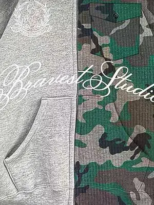 BRAVEST STUDIOS Half Camo Zip-up Hoodie - Grey